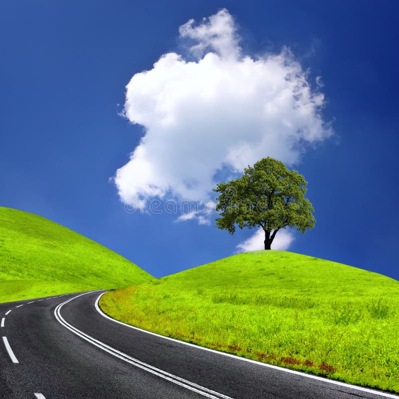 Groen landschap stock foto. Image of zonsondergang, straat - 11867350