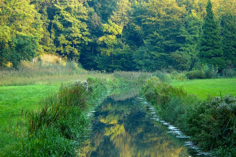 Groen landschap stock afbeelding. Image of stroom, daglicht - 1267031