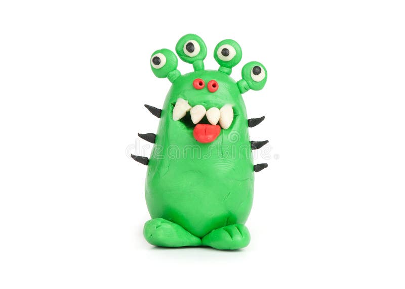 Groen Monster Van Plasticine Stock Afbeelding - Image of handgemaakt ...