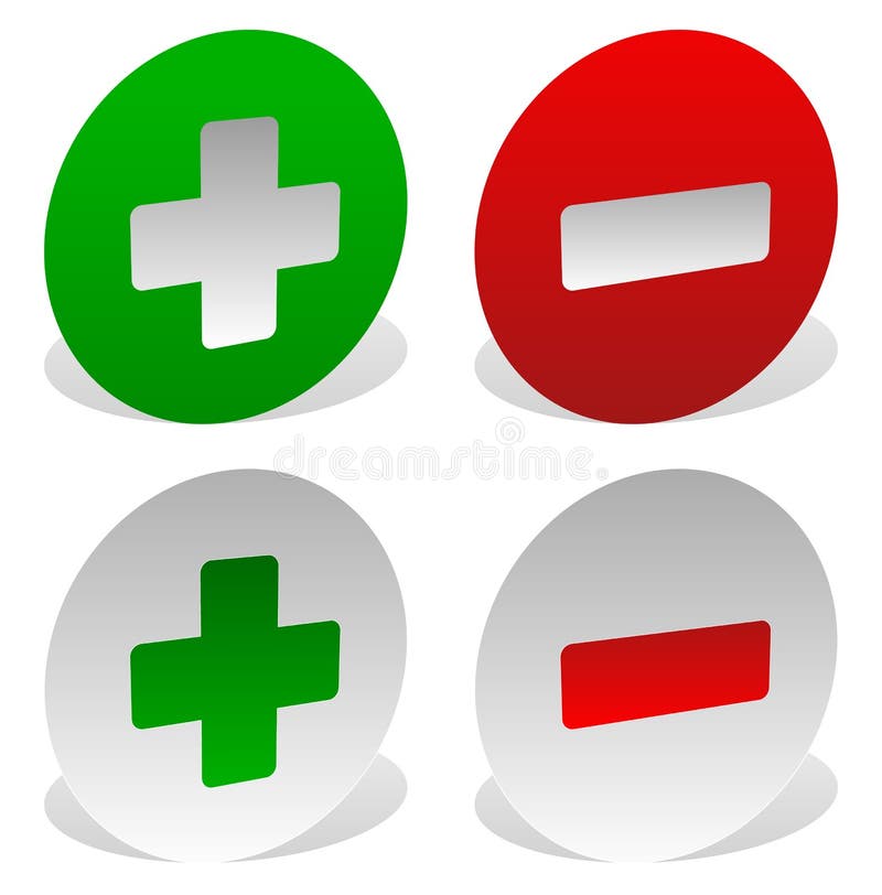 Plus, Minus Tekens Toevoeging, Aftrekkingspictogrammen, Symbolen Met ...