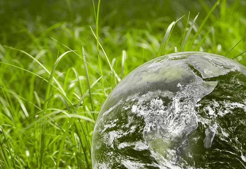 Groene, Prachtige Aarde in De Ruimte, Met Twee Blije Kinderen Stock ...
