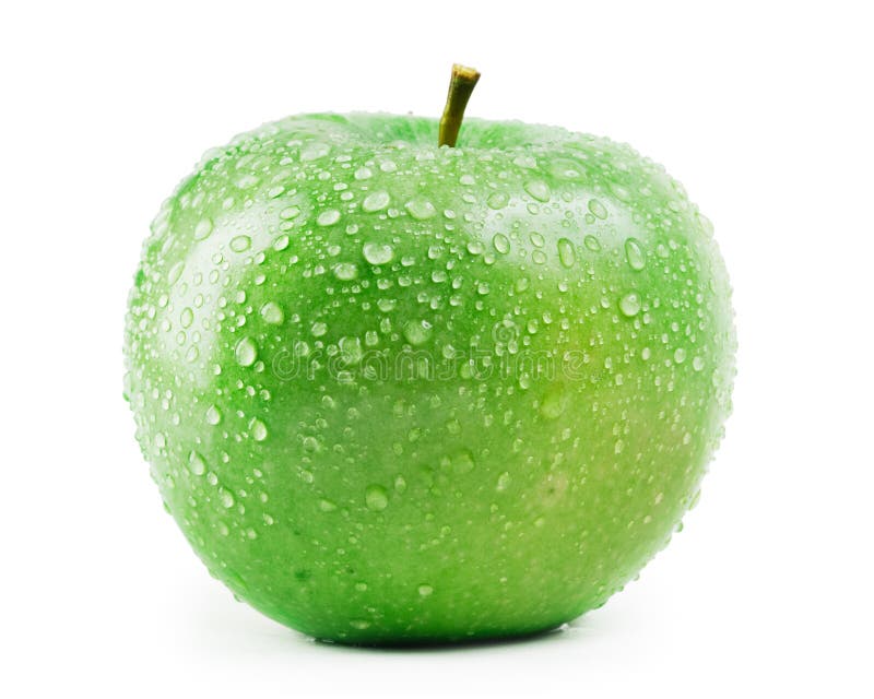 Groene Appel Met Waterdalingen Stock Afbeelding - Image of vrucht ...