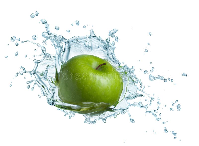 Het Groene Appel Bespatten in Water. Stock Illustratie - Illustration ...