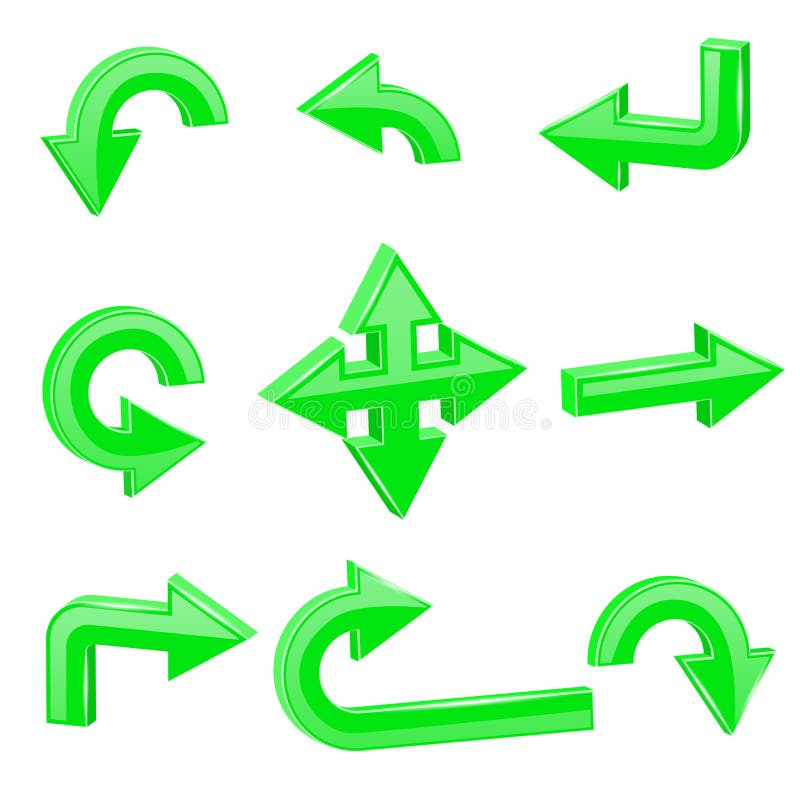 Groene 3D Pijlen Verschillende Richtingen Vector Illustratie ...