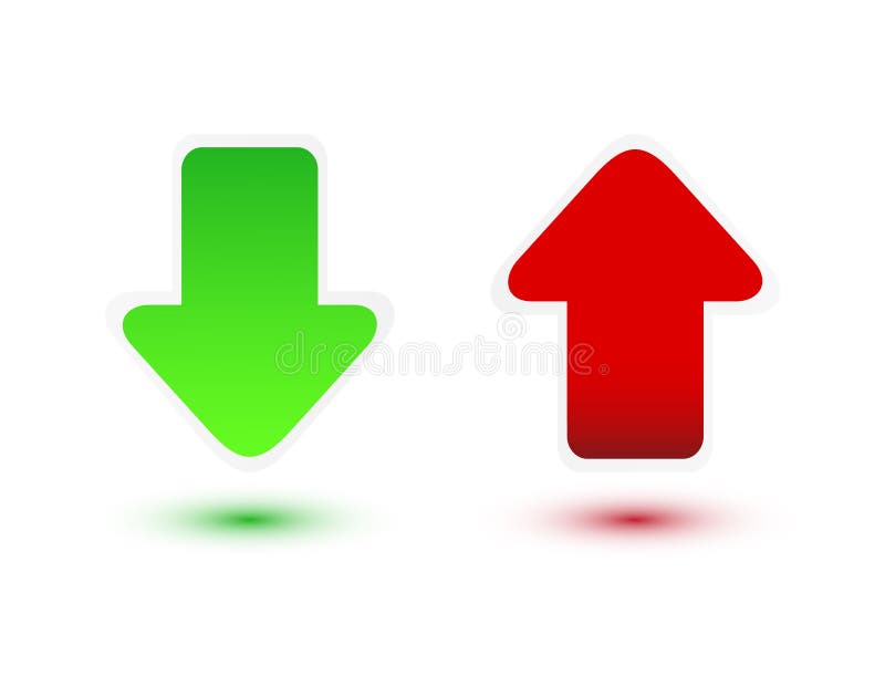 Groene en rode pijl vector illustratie. Illustration of curseur - 27636210