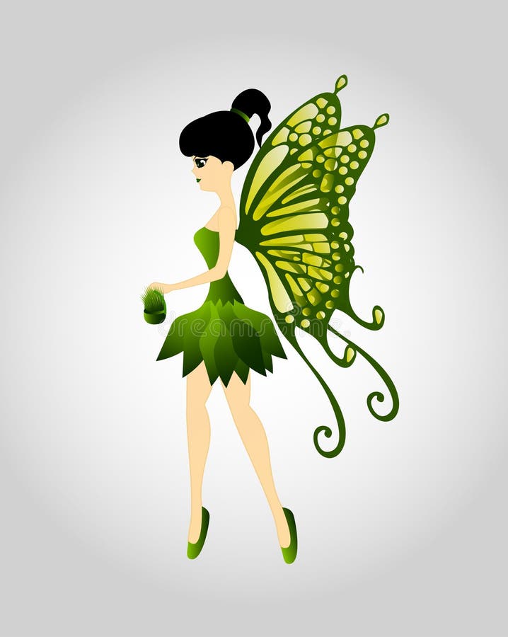 Groene Fee Die Met Zaden Vliegen Vector Illustratie - Illustration of ...