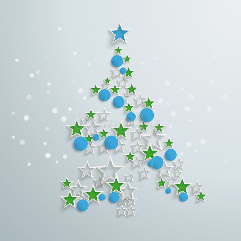 Groene Kerstboom Rode Blauwe Ster Vector Illustratie - Illustration of ...