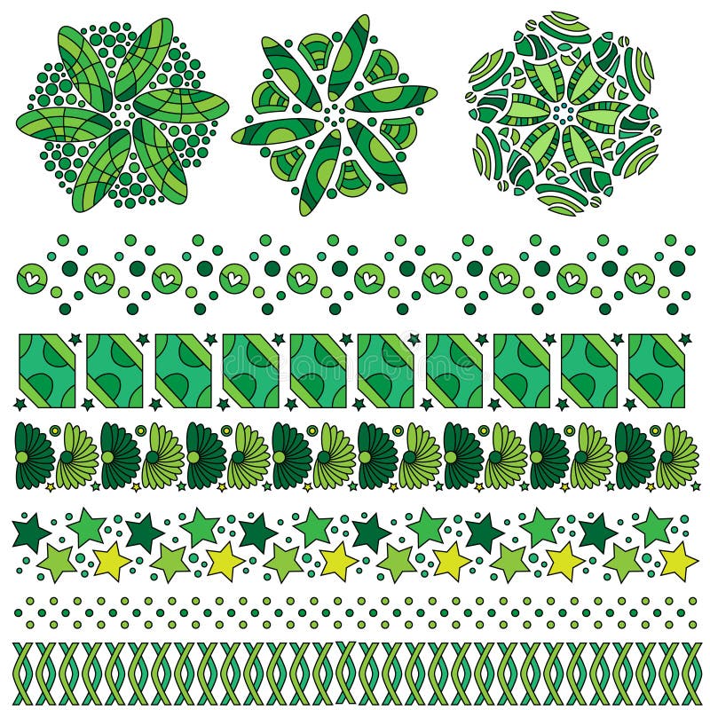 Groene Versiering of Grensinzameling Stock Illustratie - Illustration ...