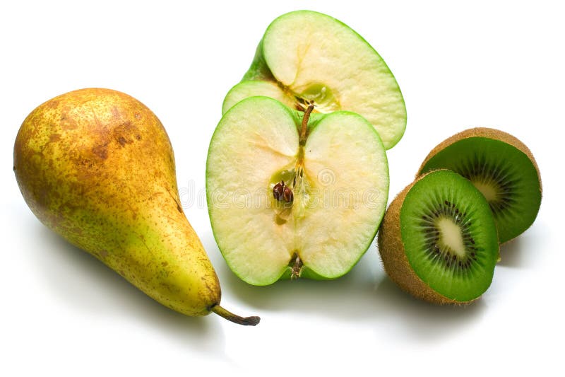 Groene peer, appel en kiwi stock afbeelding. Image of nagerecht - 12227105