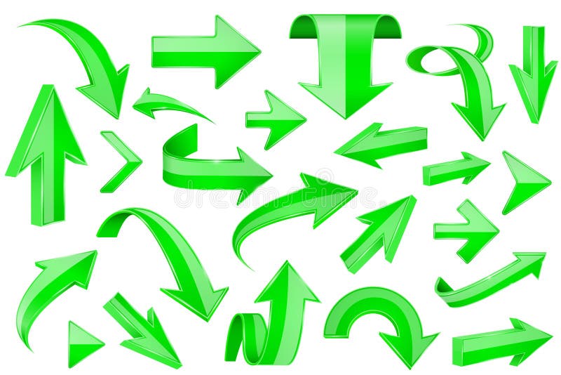 Groene 3D Pijlen Verschillende Richtingen Vector Illustratie ...