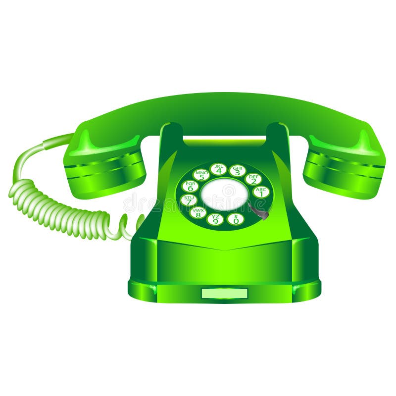 Groene Retro Telefoon Tegen Wit Vector Illustratie - Illustration of ...