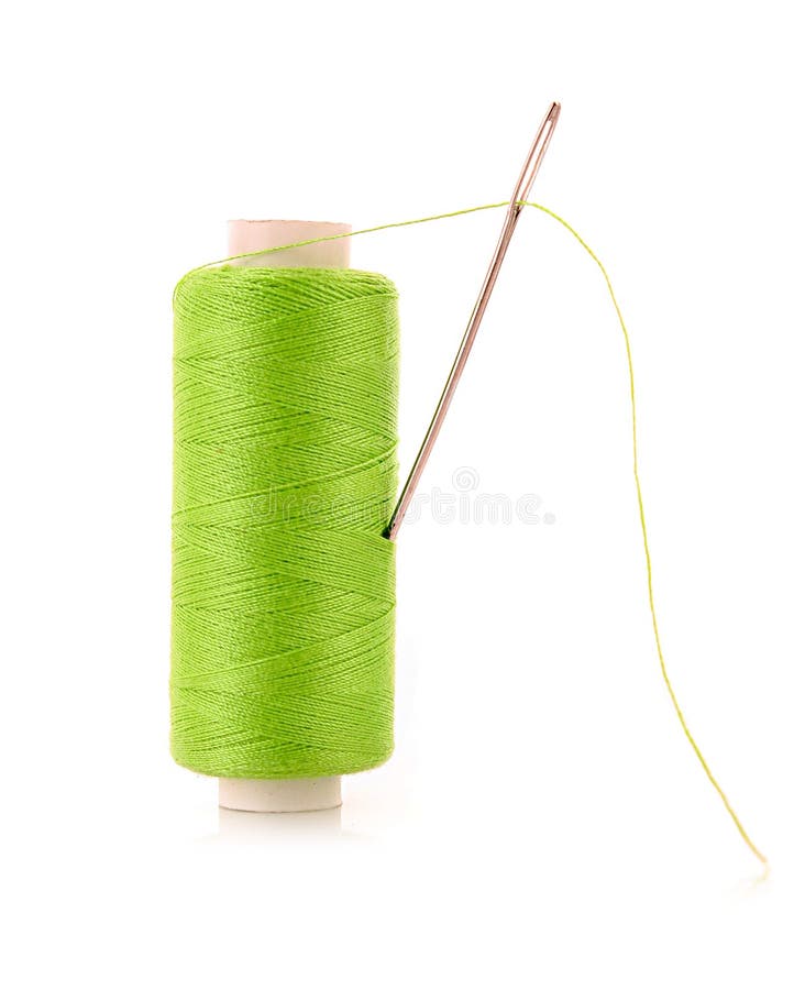 De Spoel Rode Draden Met Naald Stock Afbeelding - Image of punt, naald ...