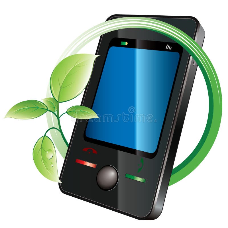 Groene Eco Mobiele Telefoon Vector Illustratie - Illustration of ...