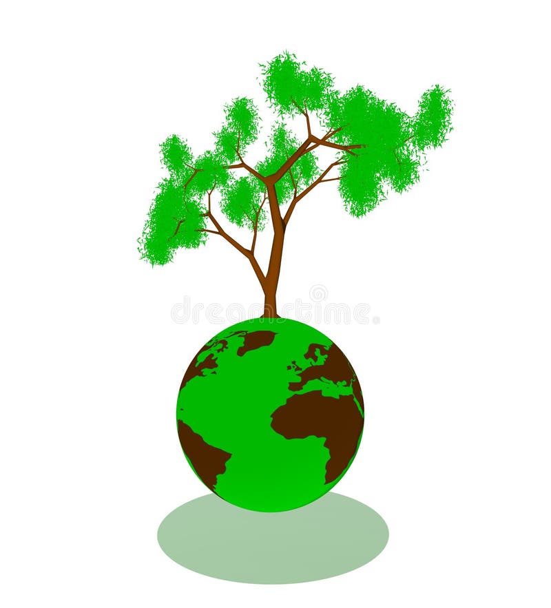 Groene Bol met Boom vector illustratie. Illustration of behoud - 9363139
