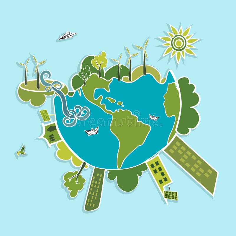 Groene Wereld Ecologic Elementen. Vector Illustratie - Illustration of ...