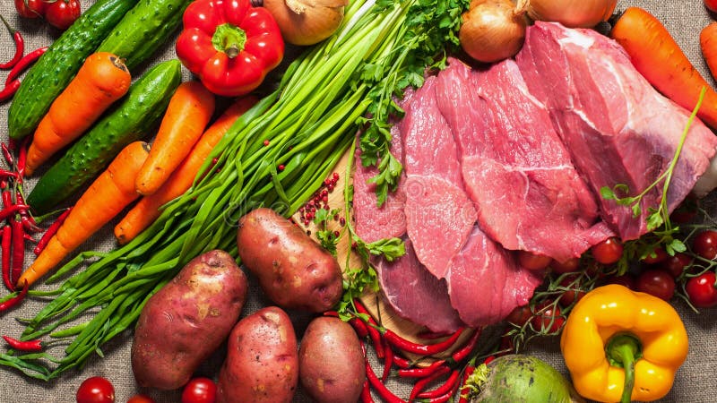 Groenten en vlees stock afbeelding. Image of groenten - 56035417