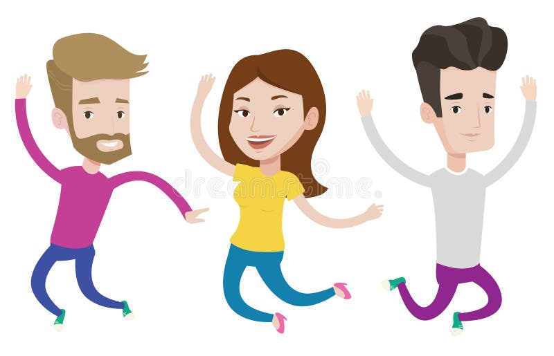 Groep Het Blije Jongeren Springen Vector Illustratie - Illustration of ...