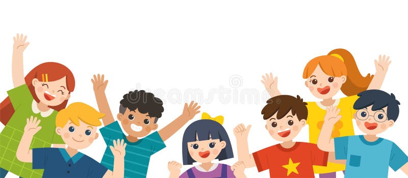 Groep Multiculturele Gelukkige Kinderen Die Met Plezier Op De Witte ... Groep Multiculturele Gelukkige Kinderen Die Met Plezier Op De Witte ...
