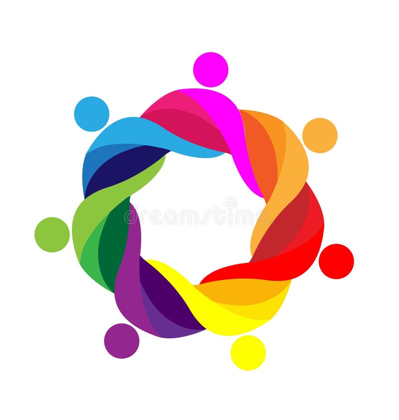 Teamwork, Kleurrijke Mensen Die Samenwerken, Logo Stock Illustratie ...