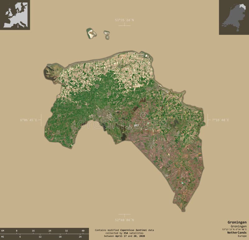 Groningen, Netherlands - Composition. Sentinel-2 Satellite Stock ...