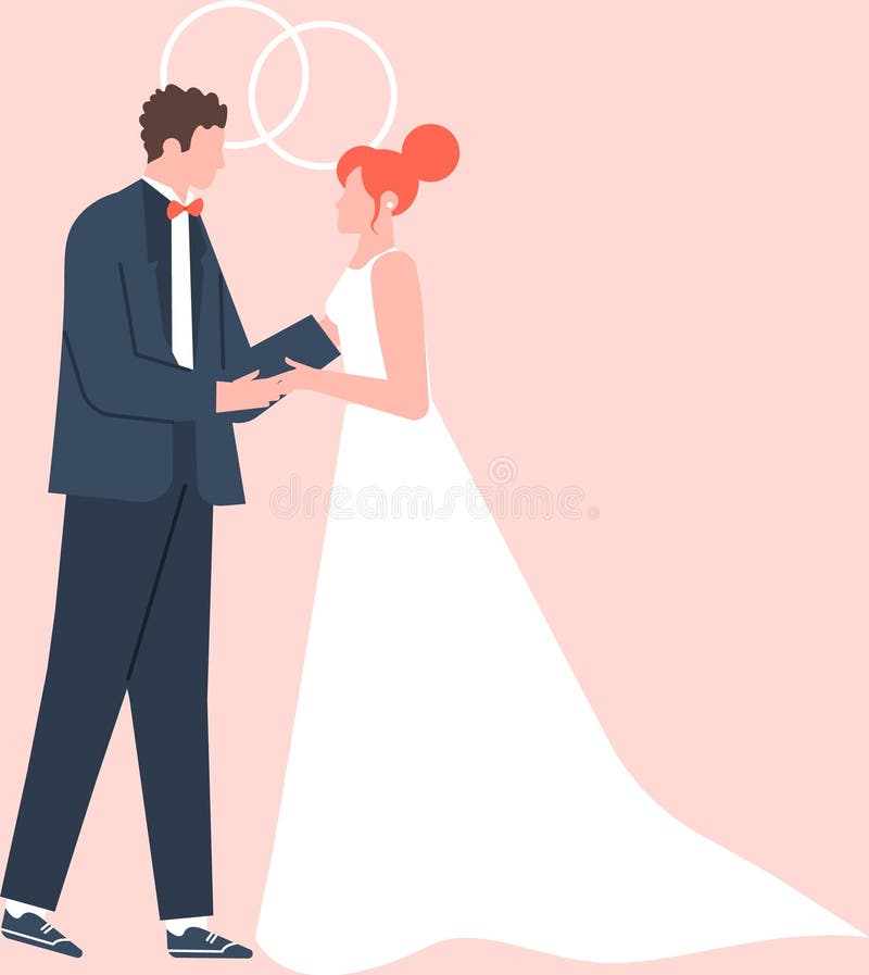 Groom and Bride Exchanging Vows during Their Wedding Ceremony ...