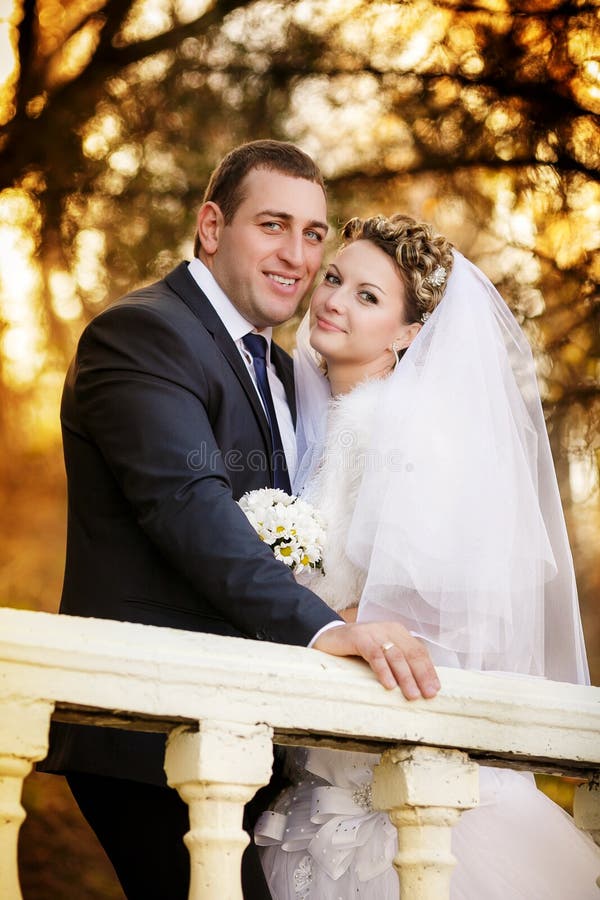 Groom and the Bride in Their Wedding Day Stock Photo - Image of ...