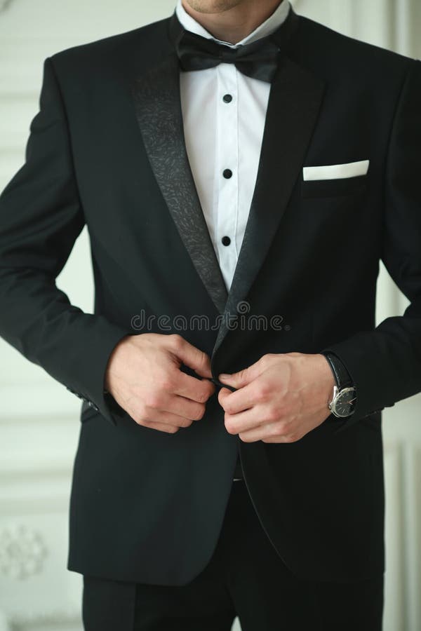 Groom Fasten a Button on the Jacket Stock Photo - Image of elegance ...