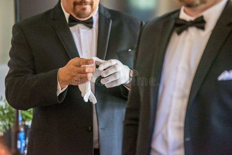 Groom and His Best Man Getting Ready for the Wedding Ceremony Stock ...
