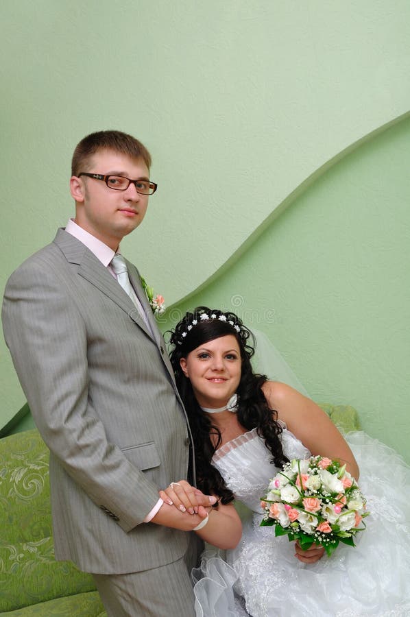 The Groom and the Bride Look in a Mirror Stock Photo - Image of girl ...