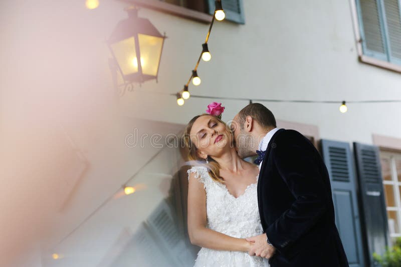 Groom kissing his bride stock photo. Image of groom, wedding - 87658036