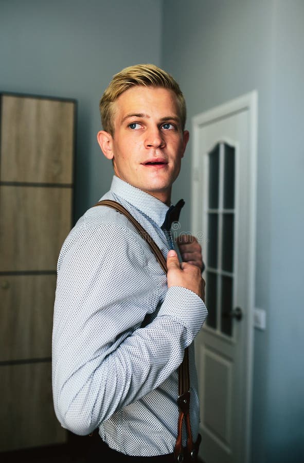 Groom in the Morning Getting Ready Stock Photo - Image of smile ...