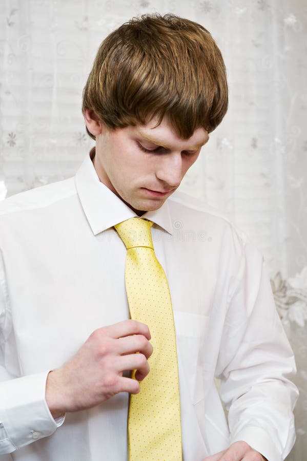 Groom tying tie stock photo. Image of business, clothes - 14038882