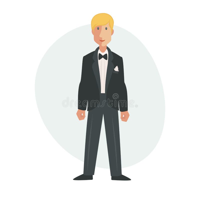 Groom Vector Flat Illustration. Isolated Stock Vector - Illustration of ...