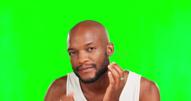 Grooming, Beard and Face of a Black Man on a Green Screen Isolated on a ...