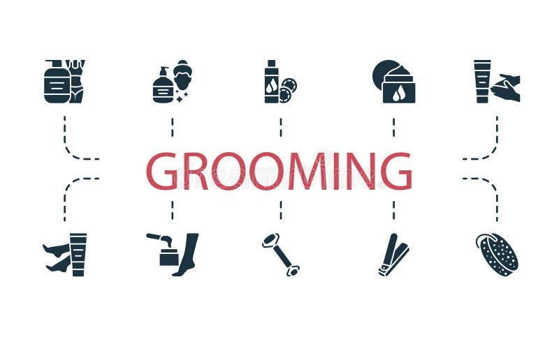 Grooming Set. Creative Icons. Editable Elements. Stock Vector ...