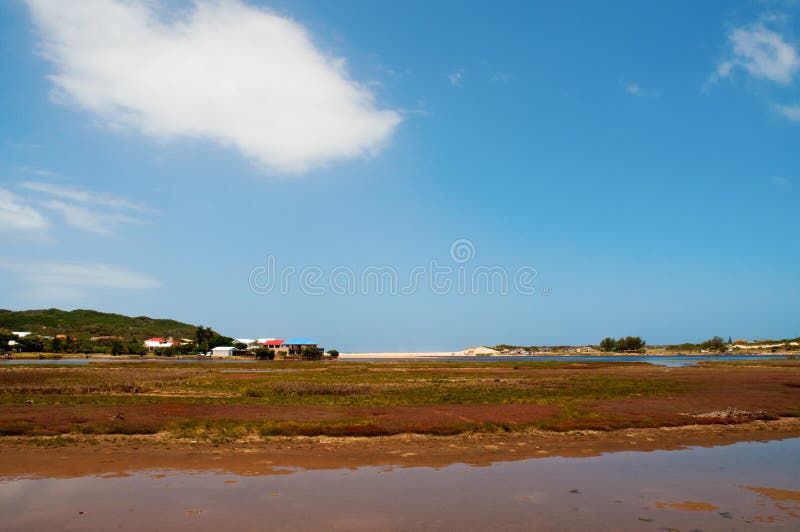 Groot Brak beach stock image. Image of wetlands, houses - 25381649
