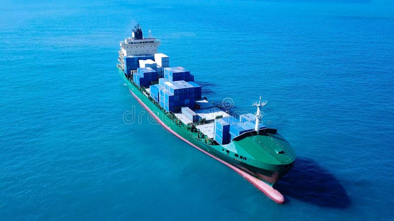 Groot Containerschip Op Zee Stock Afbeelding - Image of marine ...