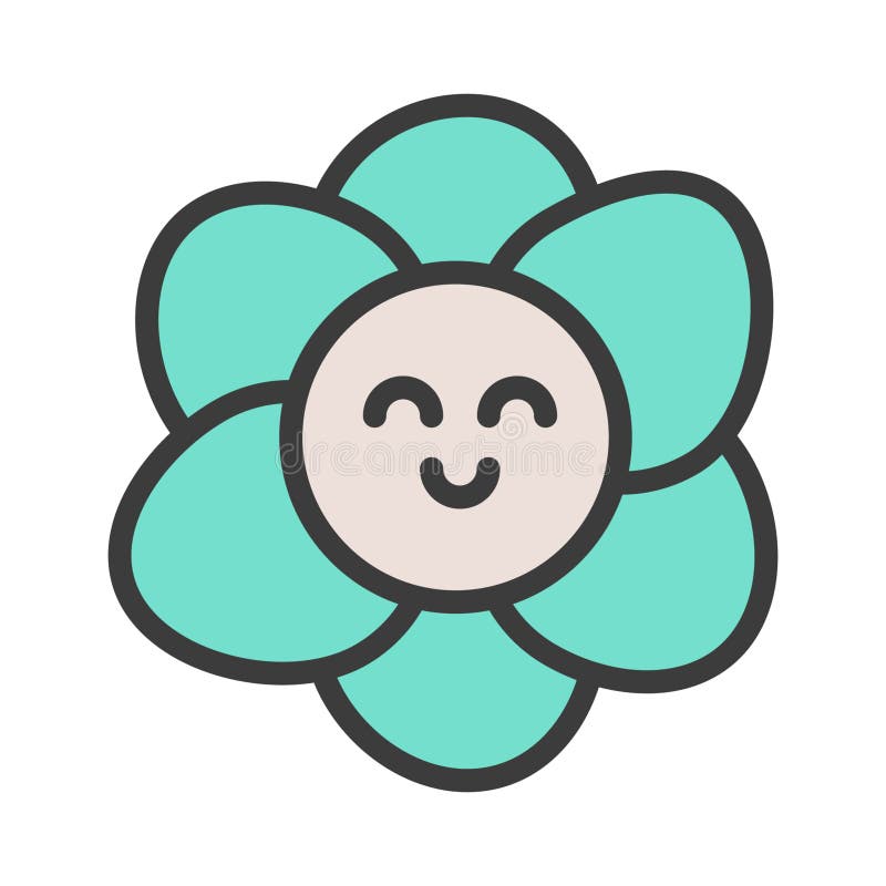 Groove with a Smile Green Retro Flower Icon. Stock Vector ...