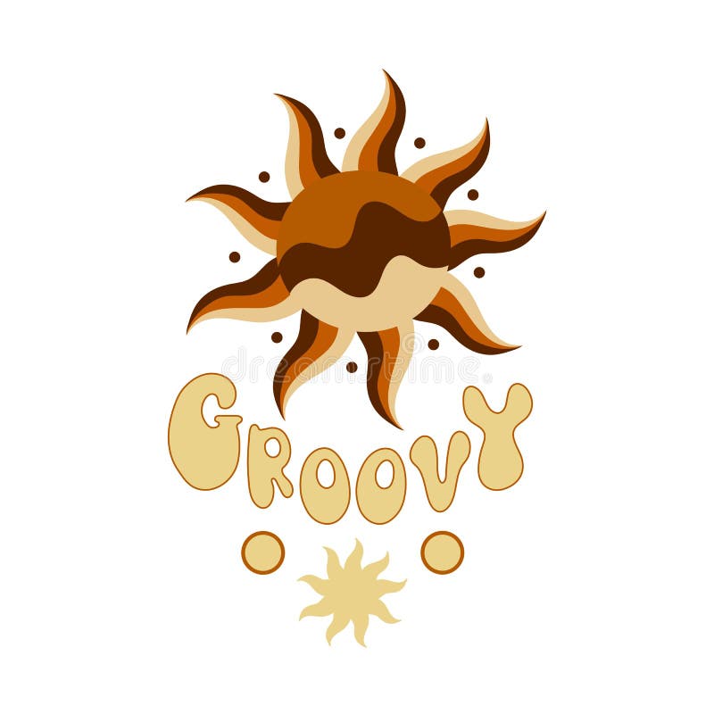 Groovy. Cartoon Sun, Hand Drawing Lettering, DÃ©cor Elements. Colorful ...