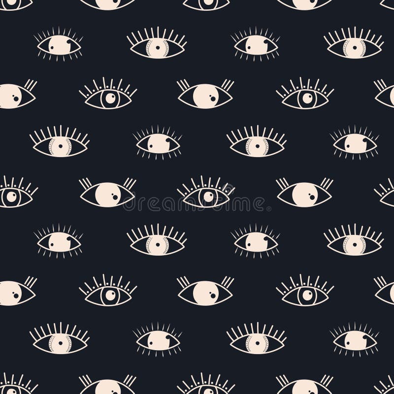 Groovy Abstract Eyes Seamless Pattern. Magic Elements in Trendy Retro ...