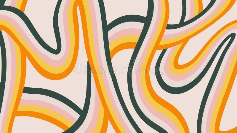 Groovy Abstract Pattern with Tangled Loops on Beige Background ...