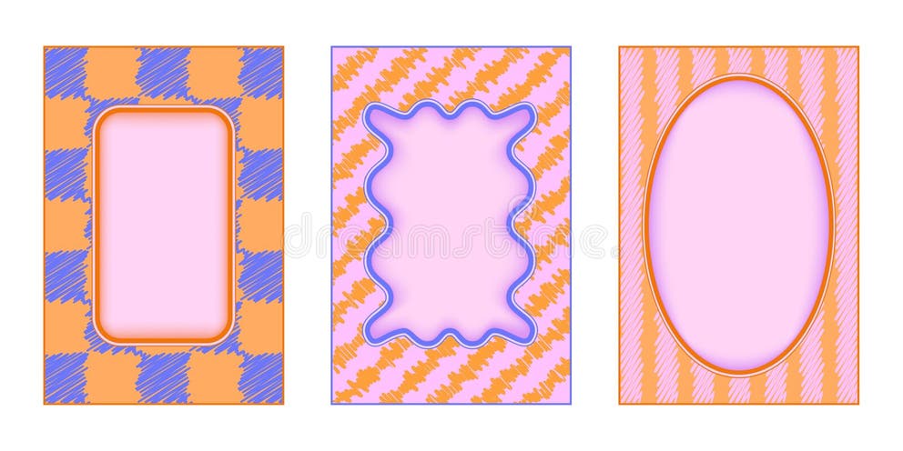 Groovy Border Wavy Frames Set Stock Image - Image of design, vector ...