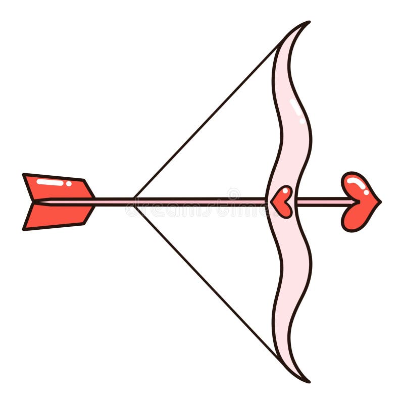 Groovy Bow and Arrow Hearts Illustration Stock Illustration ...