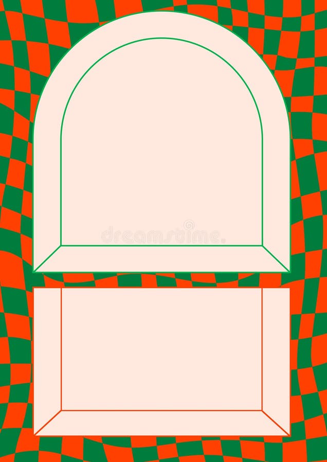 Groovy Checkerboard Pattern with Arch Frame. Abstract Psychedelic ...