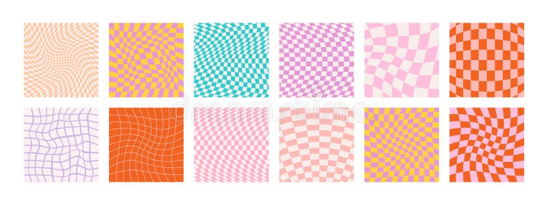 Groovy Checkered Pattern Collection Stock Vector - Illustration of ...