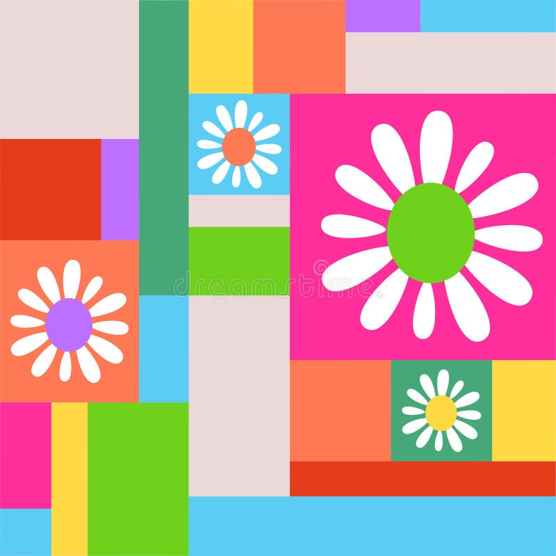 Groovy Checkered Retro Minimalist Floral Art Stock Vector ... Groovy Checkered Retro Minimalist Floral Art Stock Vector ...