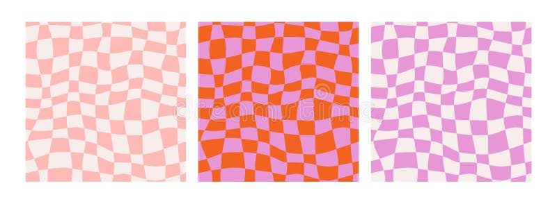Groovy Checkered Seamless Vintage Pattern Set Stock Vector ...
