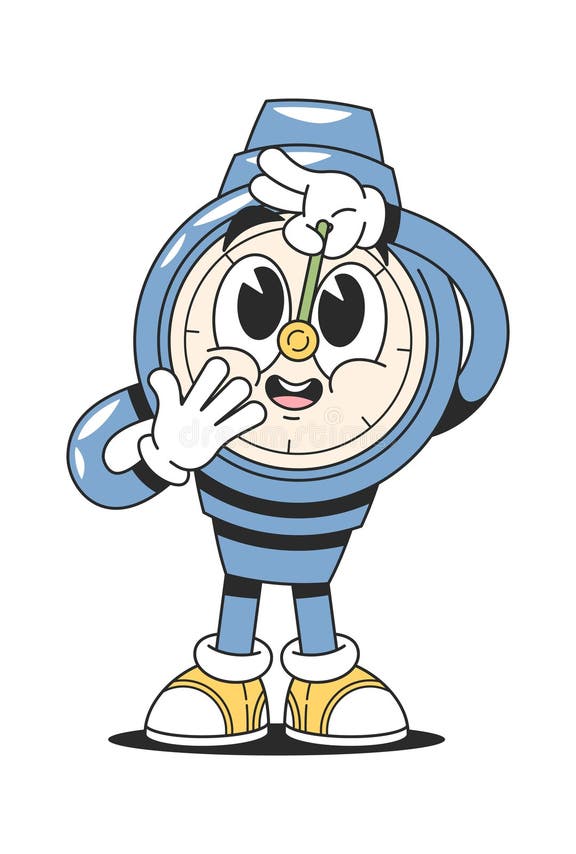 Groovy Clock Stopwatch Surprised Character Stock Vector - Illustration ...