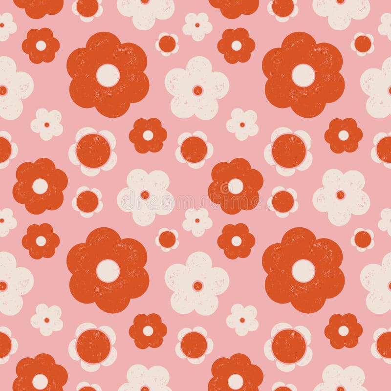 Groovy Colorful Flowers Seamless Pattern Retro Psychedelic 70s Vector ...