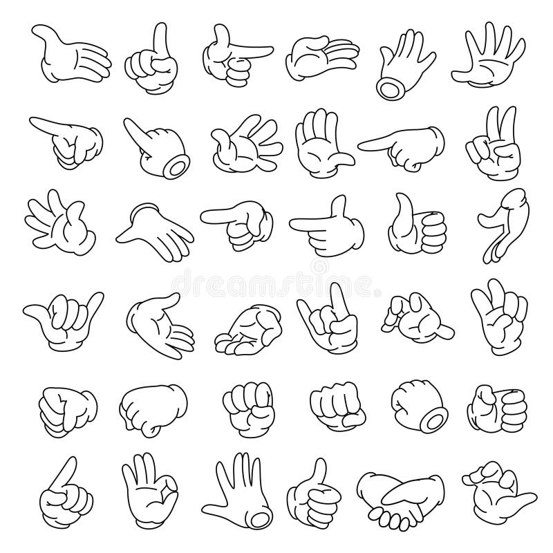 Groovy Comic Hand Vector Collection. Stock Vector - Illustration of ...